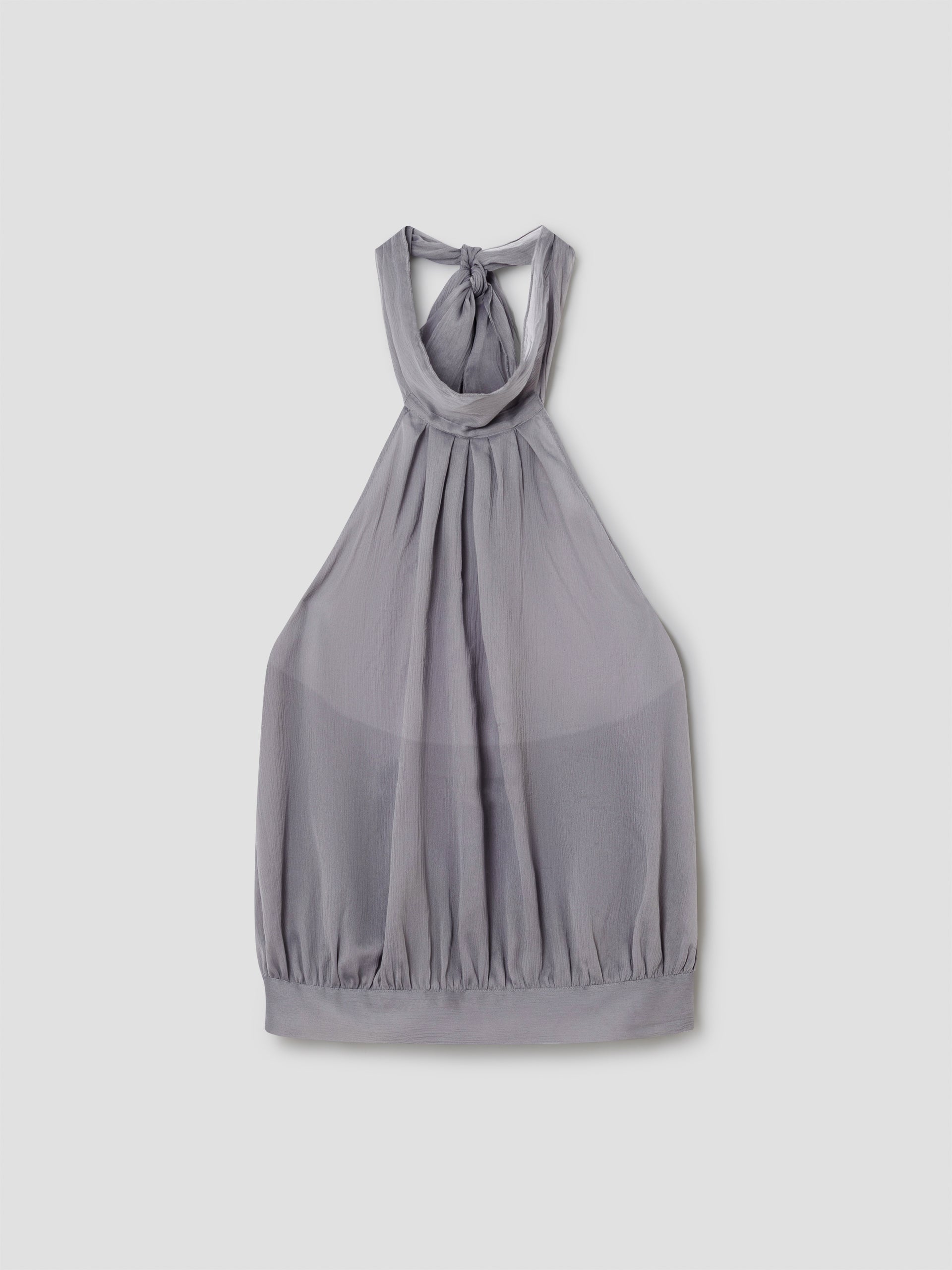 Grey sheer halter top with tie-neck detail – Gimaguas