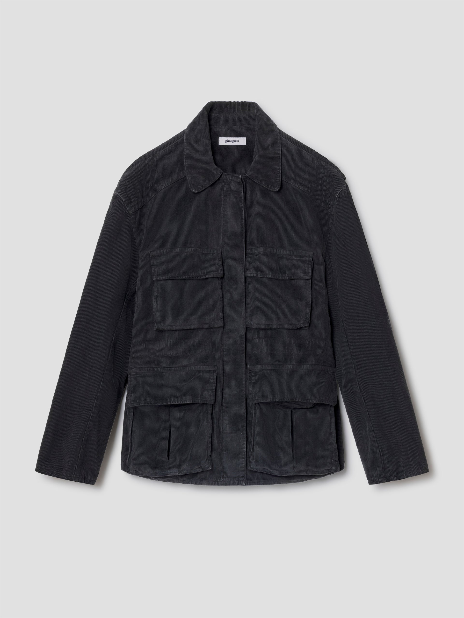 Dark grey corduroy cargo jacket for women – Gimaguas