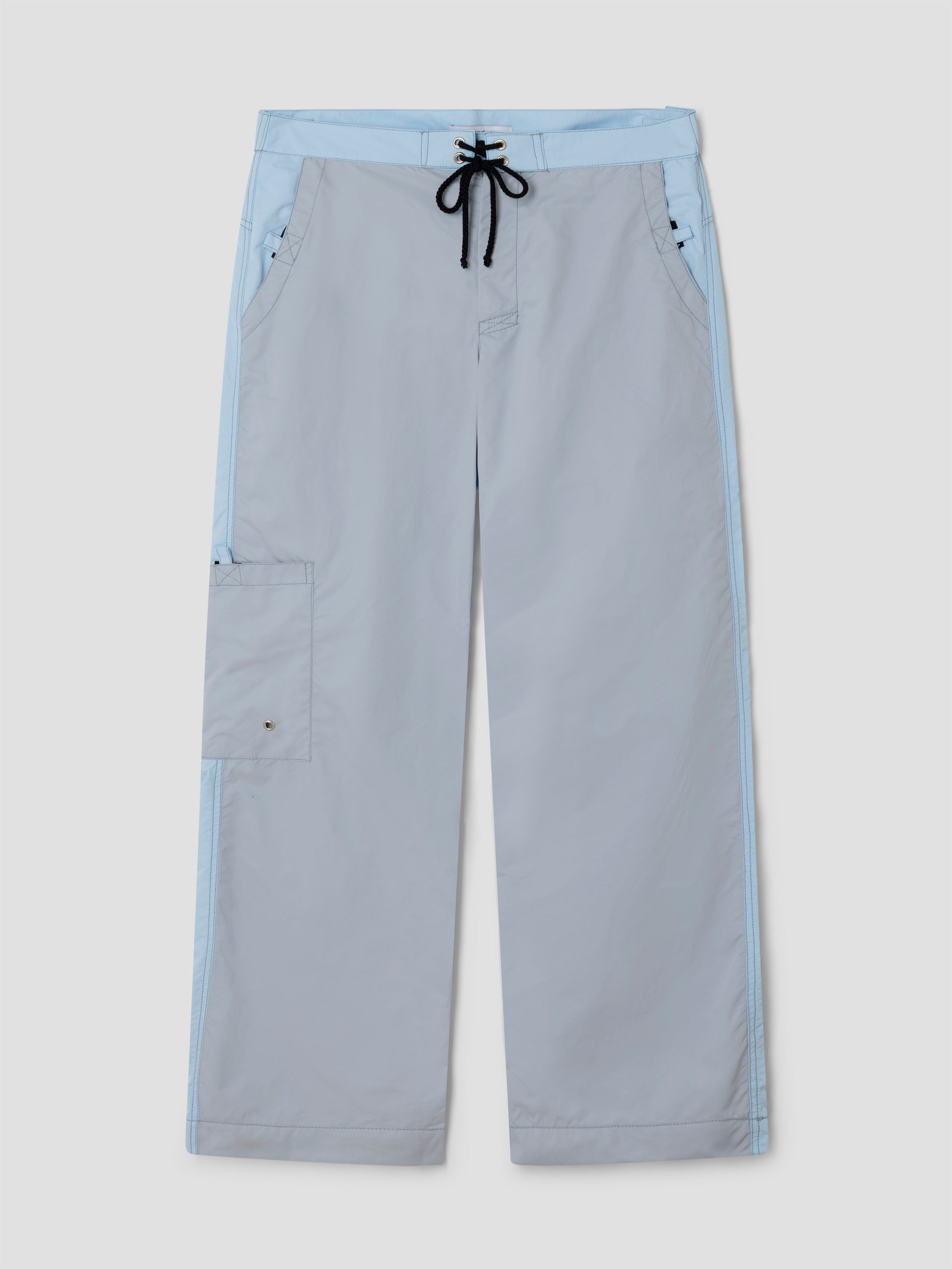 Grey and blue lace-up trousers with contrast waistband – Gimaguas