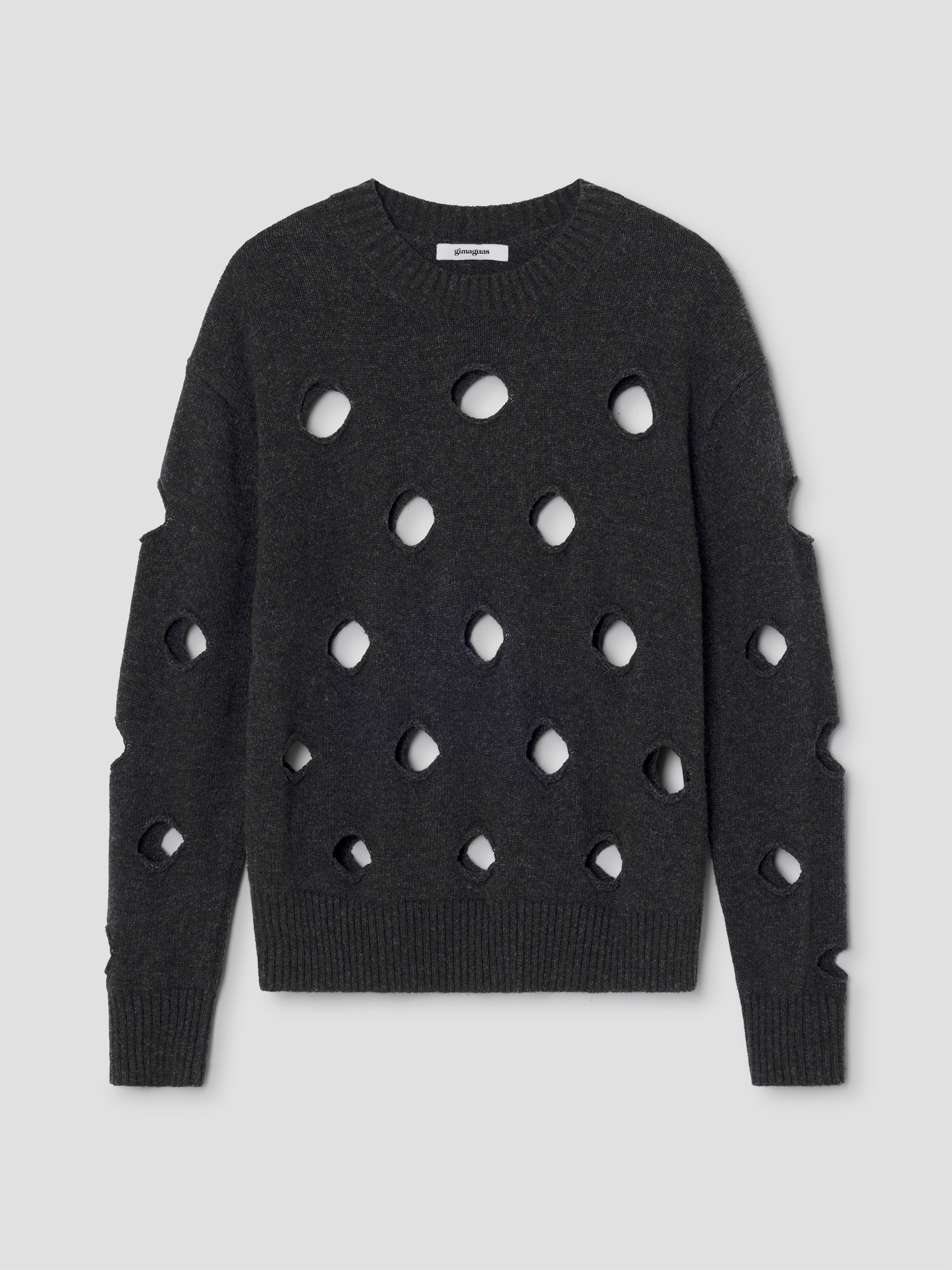 Black crewneck jumper for women with cut-out details – Gimaguas