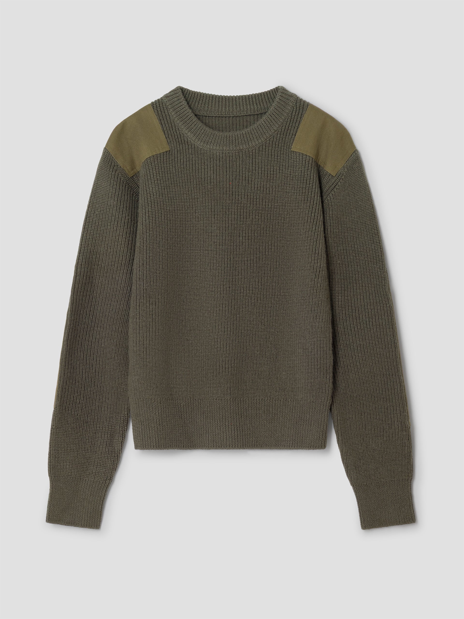 Khaki knit jumper with tonal shoulder patches – Gimaguas