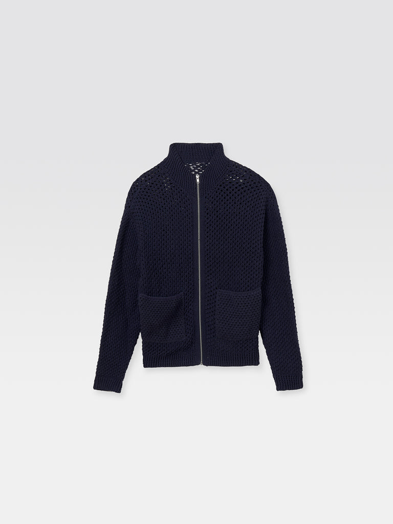 Liam Crochet Zip Up Jacket Grey Blue - Gimaguas