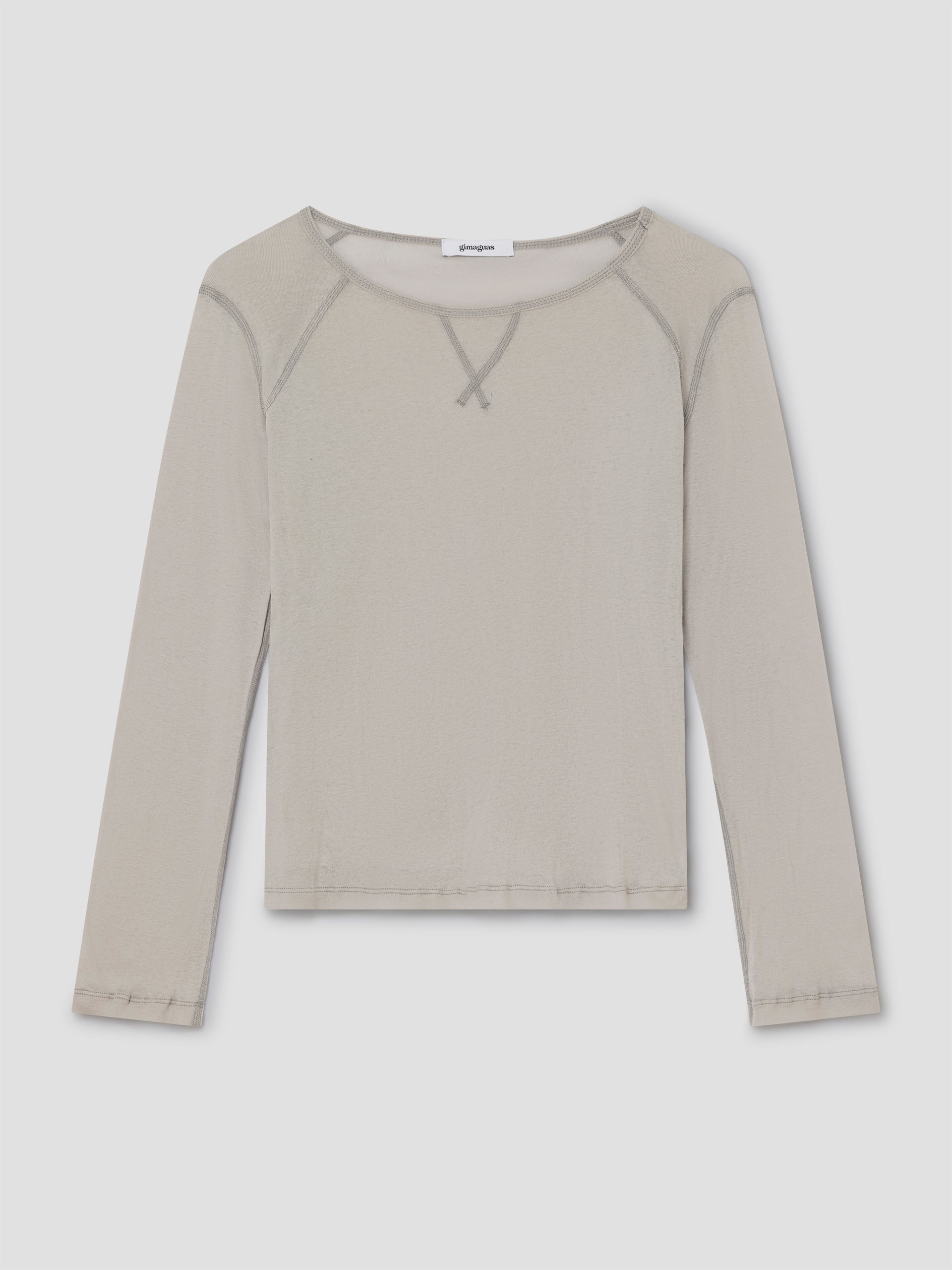 Grey semi-sheer top for women with contrast seams – Gimaguas