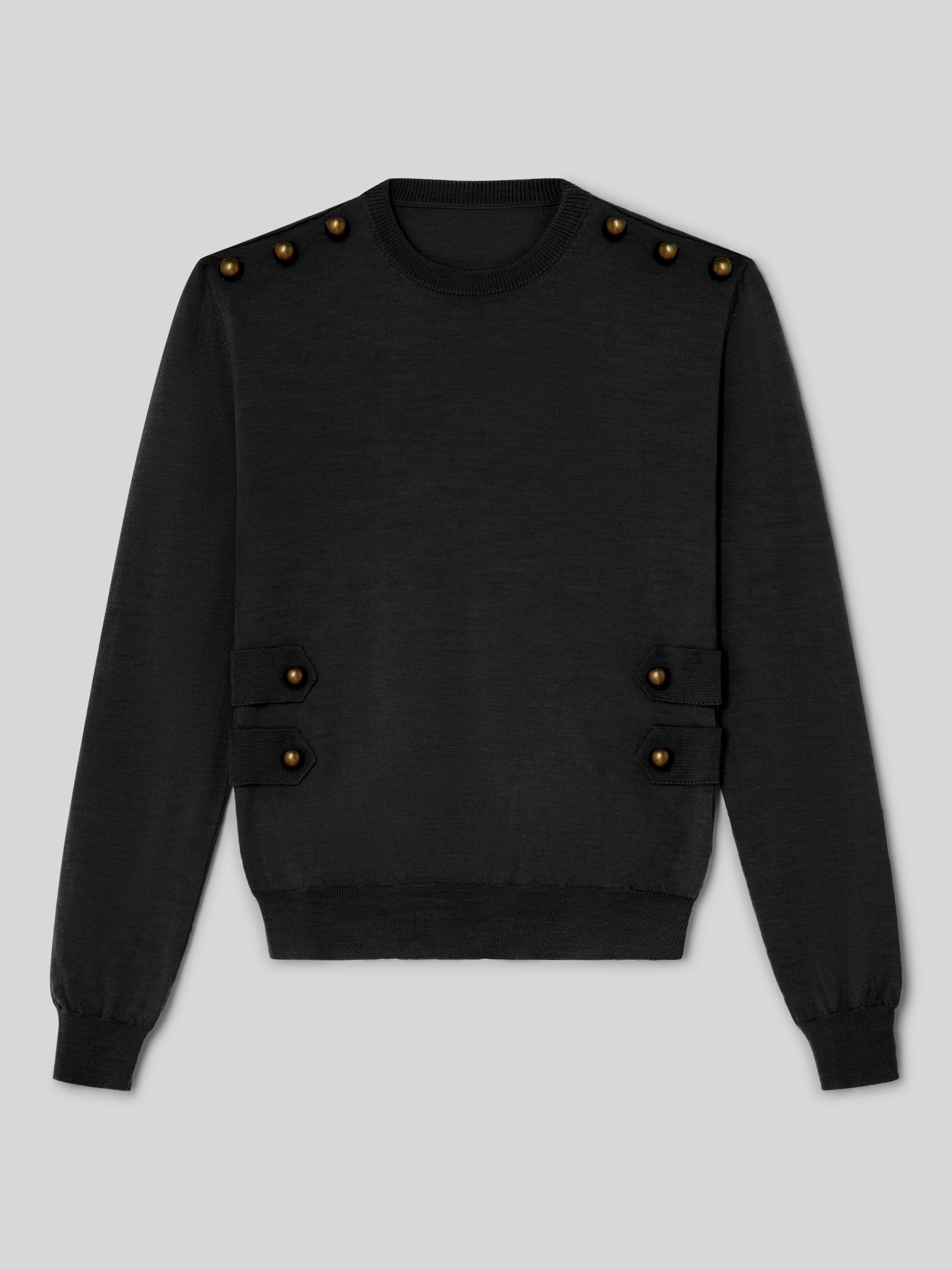 Grey knitted jumper for women with gold buttons – Gimaguas